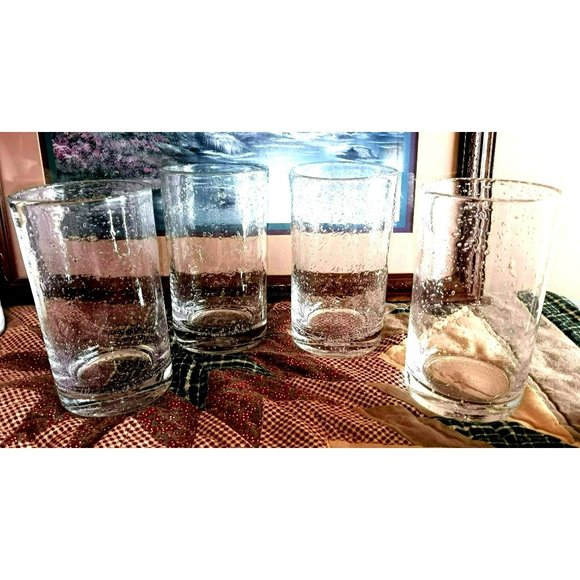 Tag LTD | Dining | 4 Vintage Tag Ltd Bubble Glass Tumblers Glasses Hand ...